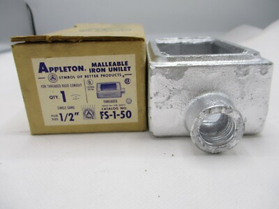 NEW APPLETON FS-1-50 MALL IRON SINGLE GUNG DEVICE BOX 1/2" HUB | eBay