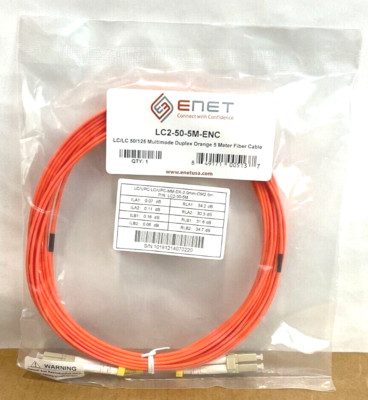 ENET MultiMode LC/LC Duplex Fiber Patch Cable (5 meters) LC2-50-5M ...