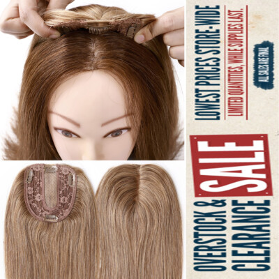 100% Human Hair Toupee Clip In Top Topper Wiglets Thick Silk Mono Base ...