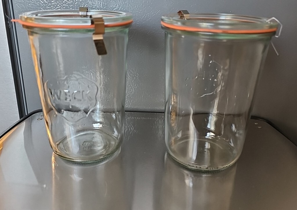 Weck Glass Canning Jars TWO from Germany 743- 3/4 L Mold Jar Rubber ...