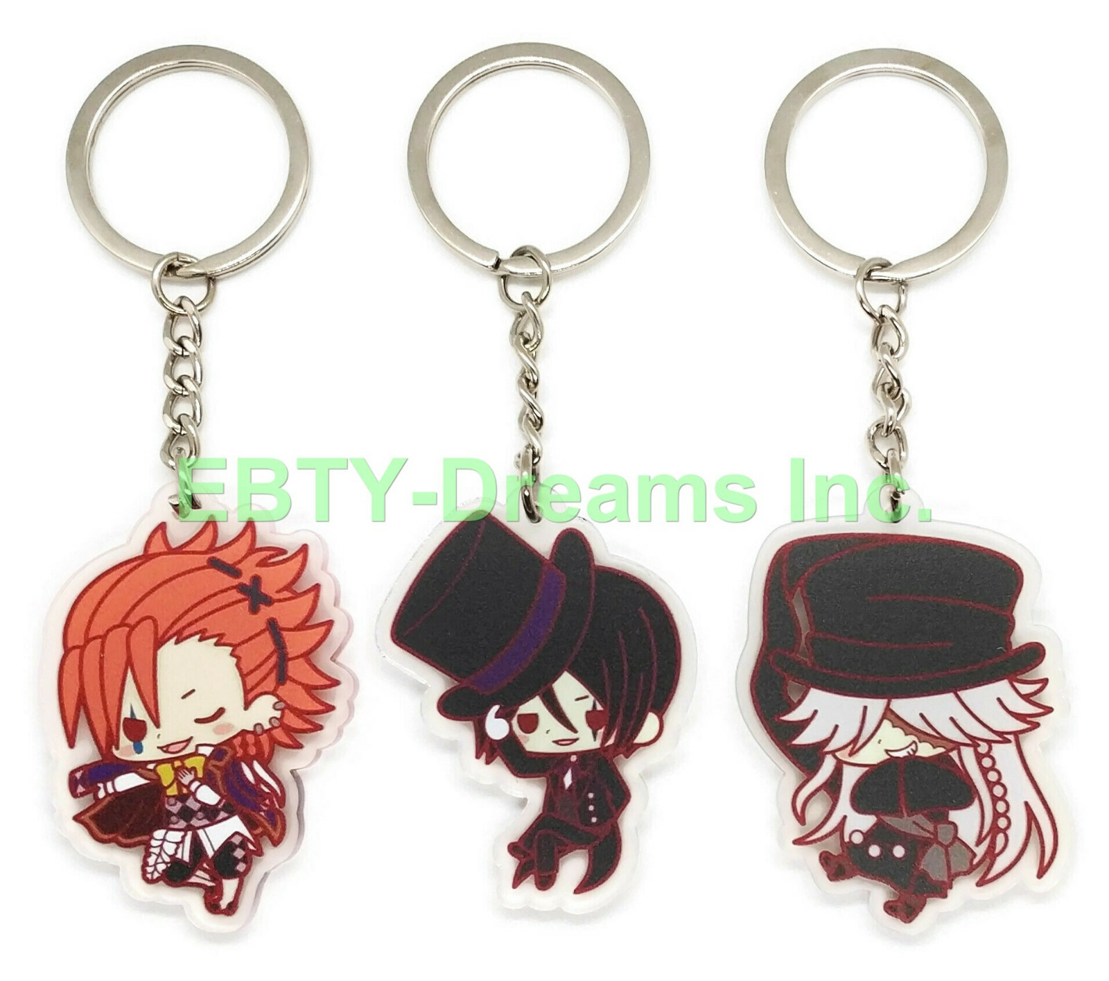 Set of 3 Black Butler Anime Acrylic Keychain Sebastian, Joker ...