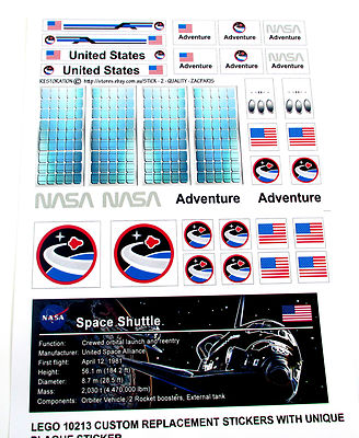 CUSTOM STICKERS for SPACE SHUTTLE ADVENTURE Set 10213 TOYS MODELS ETC ...