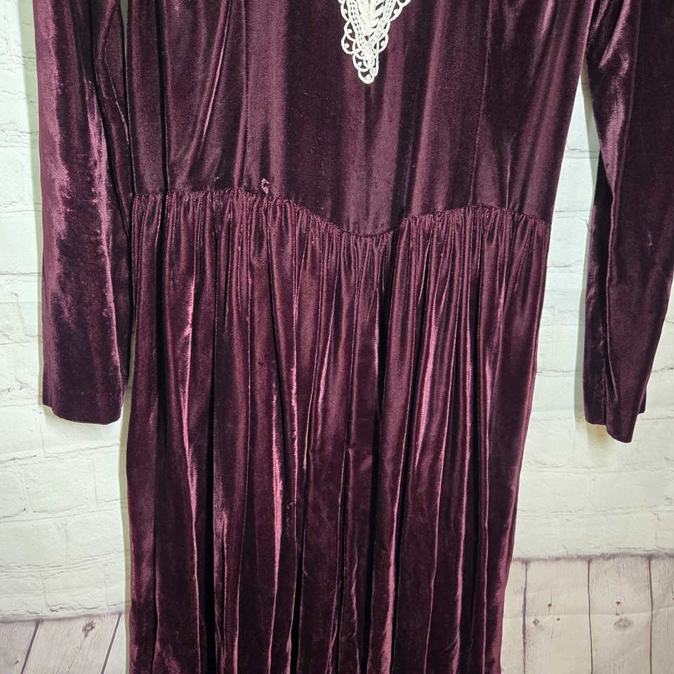 80s Scott Mcclintock Victorian Goth Basque Waist Velve Dress 16 Lace ...