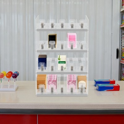 4 Tier Cigarettes Display Rack, Wall Mounted Trapezoid Clear Acrylic ...