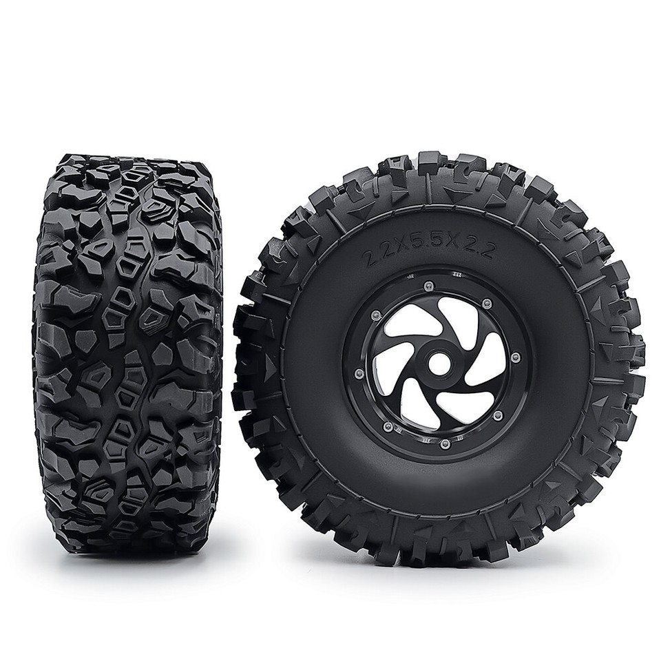 4x RC 2.2 Mud Slingers Crawler Tires 140mm & 2.2 Beadlock Wheels For ...