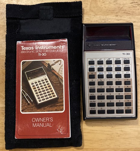 Vintage 1976 Texas Instruments TI-30 Calculator with Case & Manual Red ...