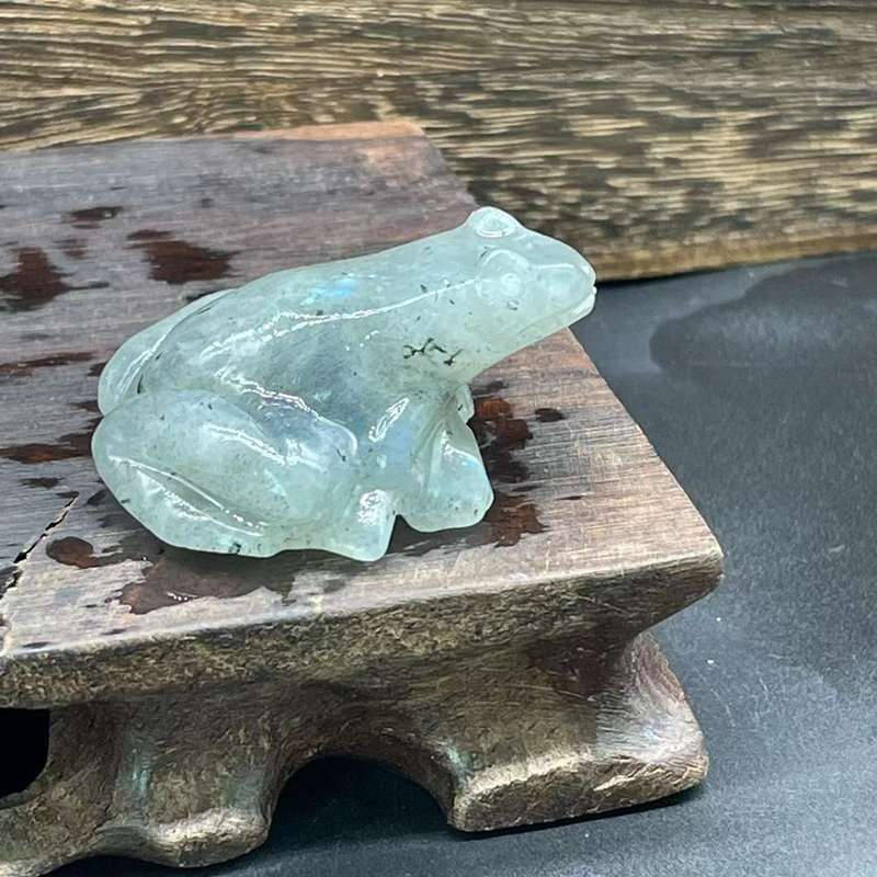 5Pcs Natural Labradorite Quartz Crystal Stone Frog Carved Healing Mini ...