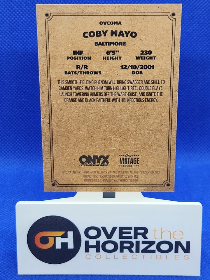 COBY MAYO 2024 Onyx Vintage ROOKIE CARD #OVCOMA ~ Baltimore Orioles | eBay