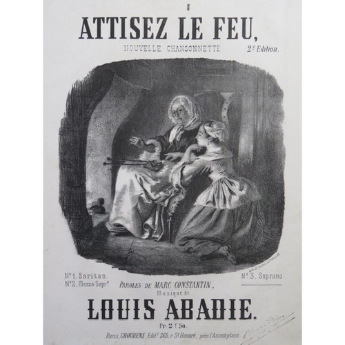 ABADIE Louis Attisez le feu Chant Piano ca1860 | eBay