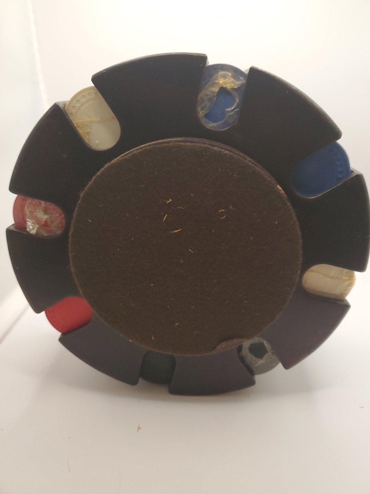 Vtg Poker Chip Plastic Rotating Carousel and Chips 2 Deck Card Holder w ...