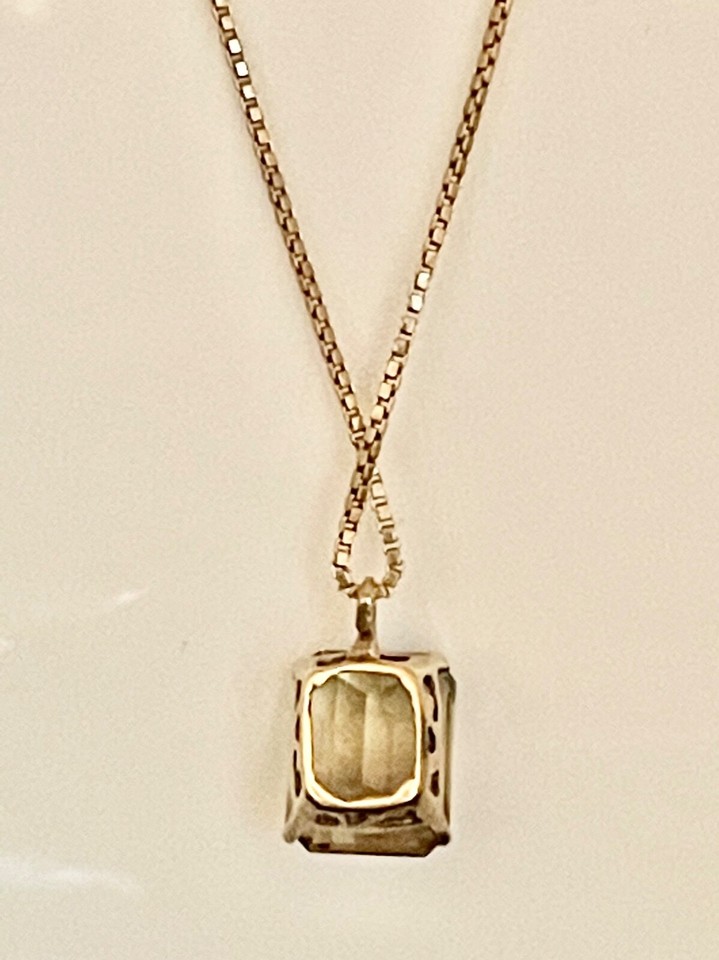 10k Yellow topaz graduated color Charm Pendant + Chain | eBay