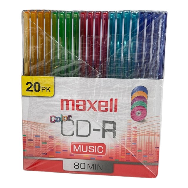 Maxell 20 PK Color Cd-r Music Blank 32x 80 Min 700 MB 5 Colors for sale ...