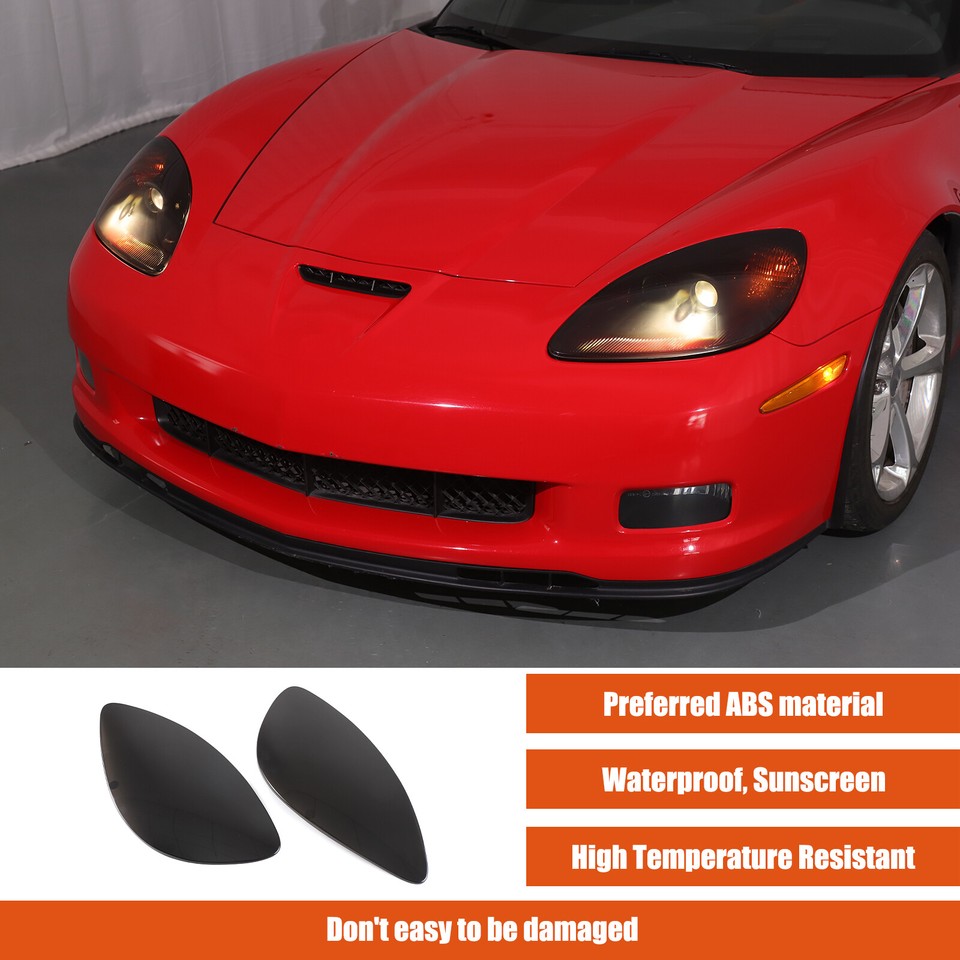 Transparent Gray Smoked Front Headlight Blackout Trim For Corvette C6 ...