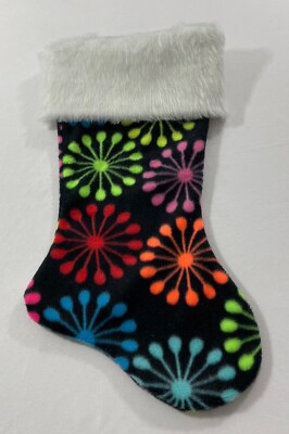 HANDMADE 16"X 9" FLEECE CHRISTMAS STOCKING NEON GEOMETRIC FLOWERS | eBay