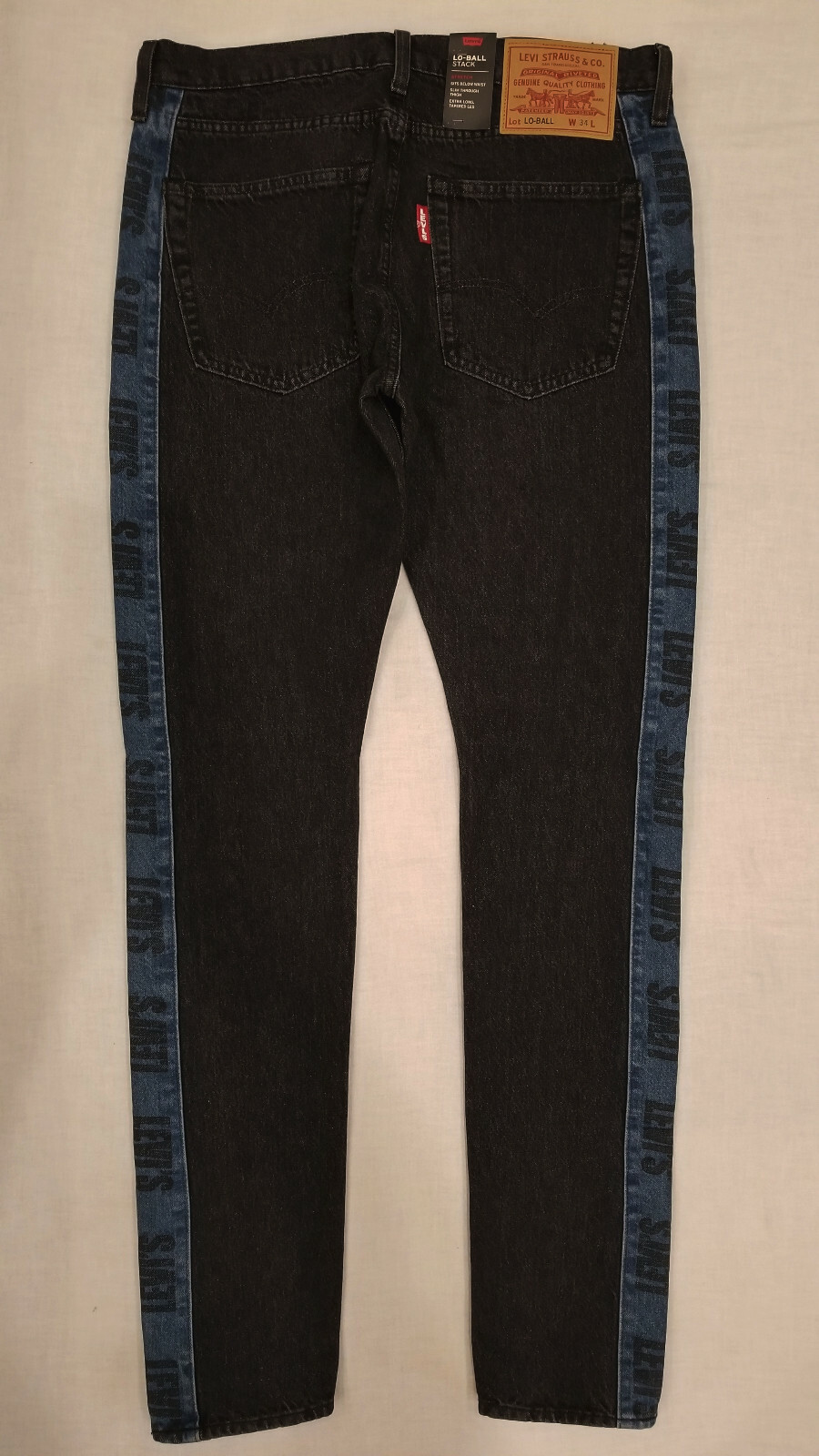 Levis Mens Lo-Ball Stack Tapered Slim Fit Knee Rip Stretch Jeans -34 ...