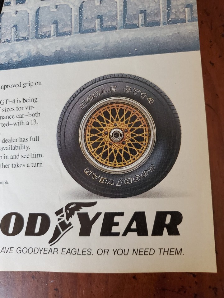Goodyear Eagle GT plus +4 performance classic car tire magazine ad ...