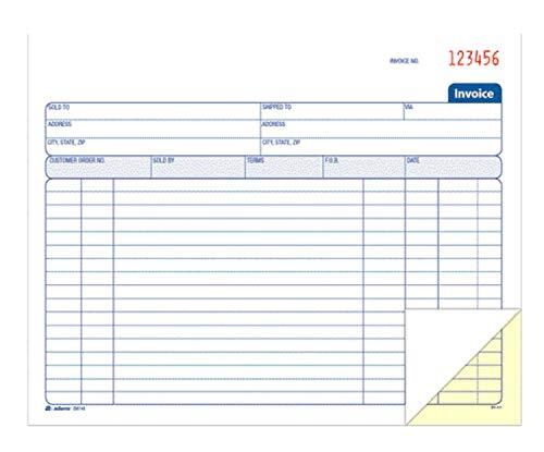 Invoice Book, 2 Part, Carbonless, 8.38 x 7.19 Inches, 50 Sets per Book ...