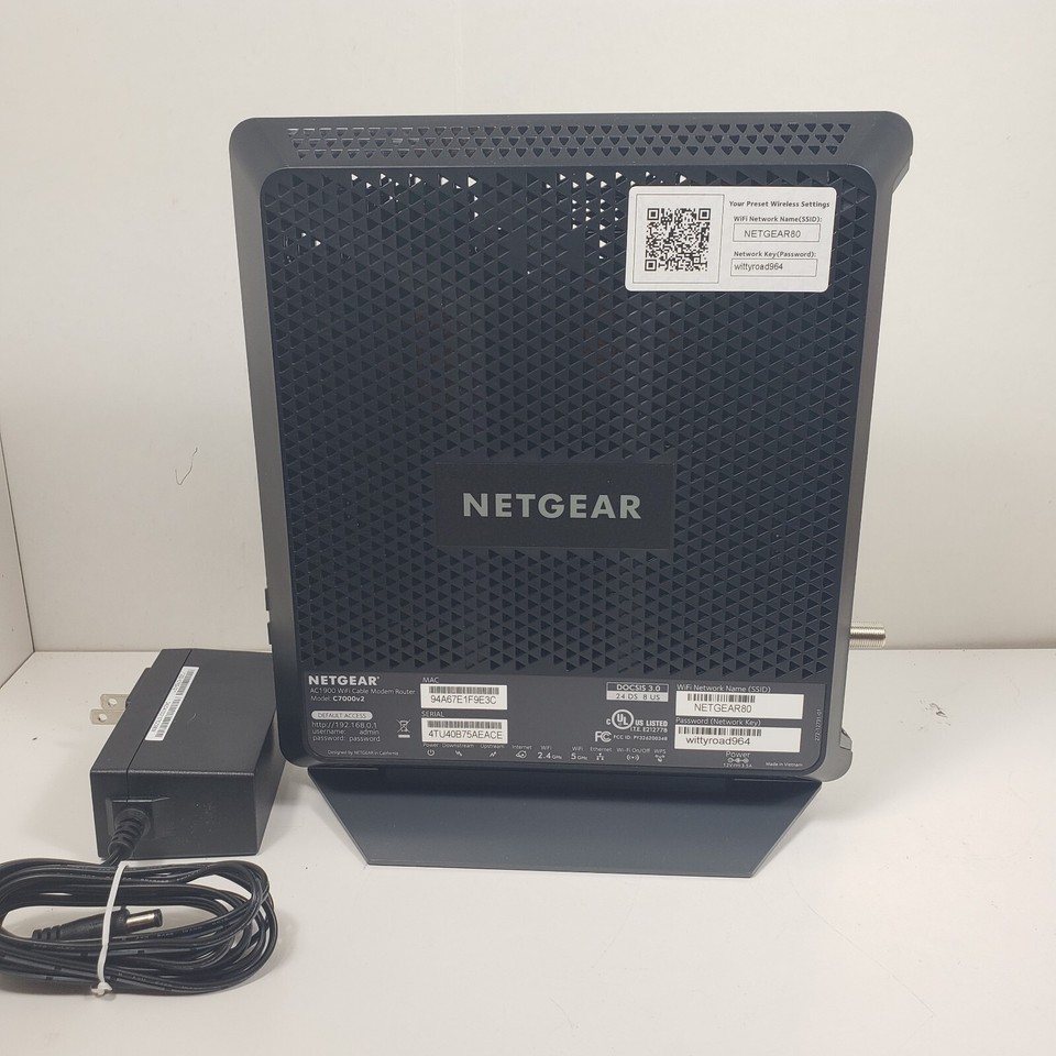 NETGEAR C7000 Nighthawk AC1900 WiFi Cable Modem Router DOCSIS 3.0 No ...