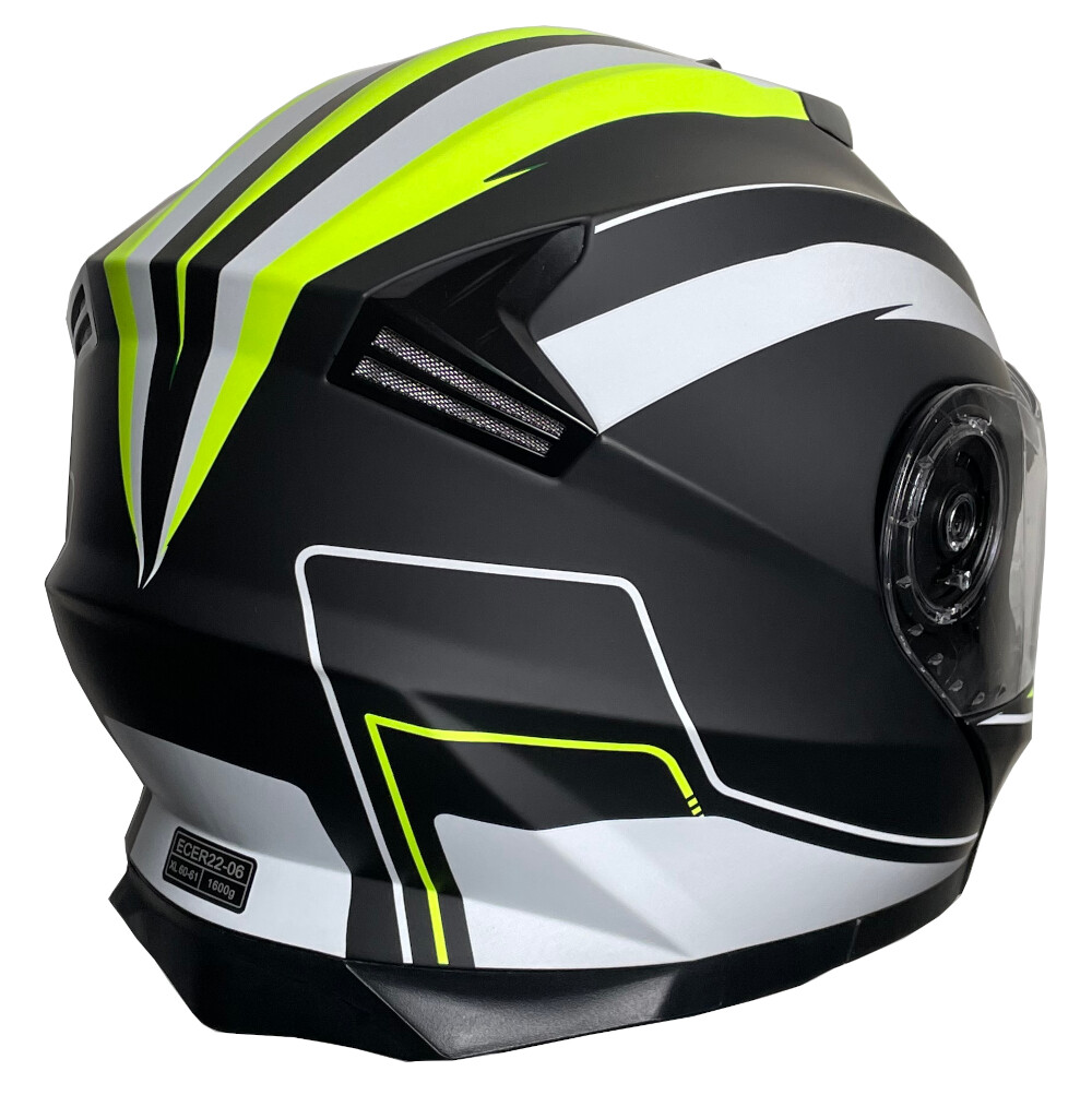 Klapphelm 160 Helm Rollerhelm schwarz neon grün matt Motorradhelm Gr. S ...