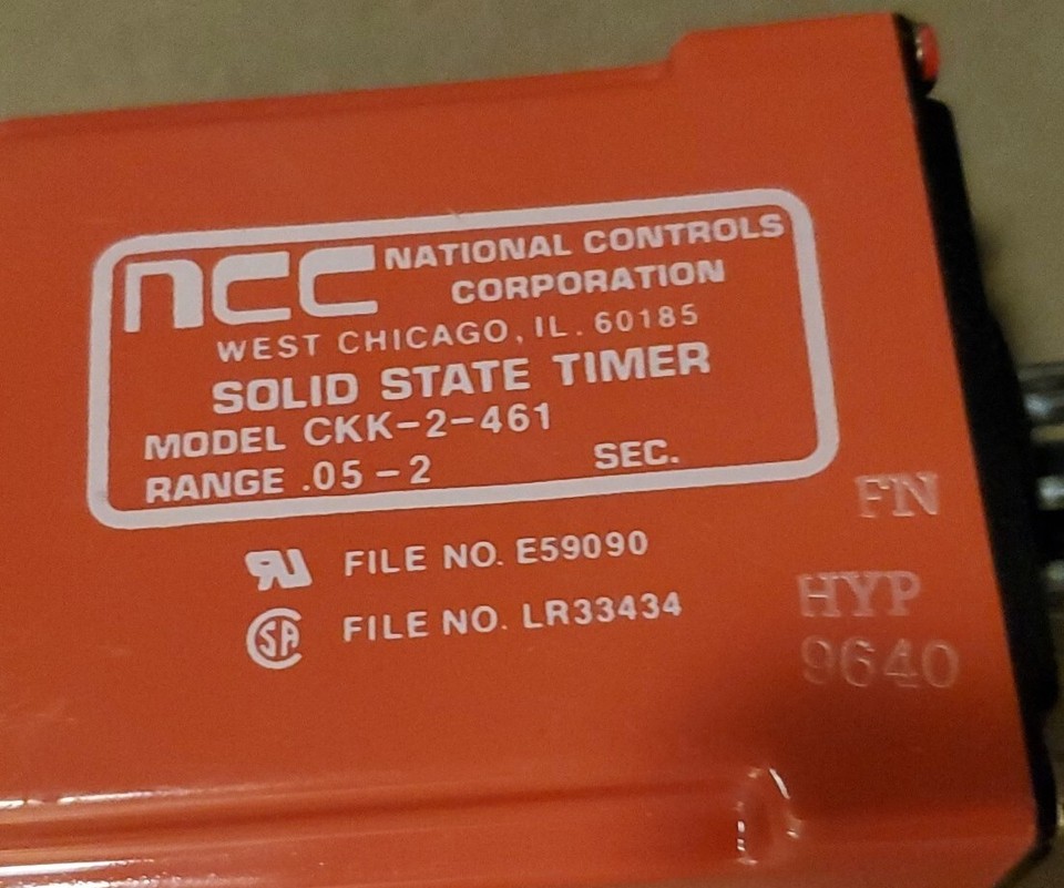 NCC National Controls CKK-2-461 Solid State Timer .05-2 Seconds 120VAC ...