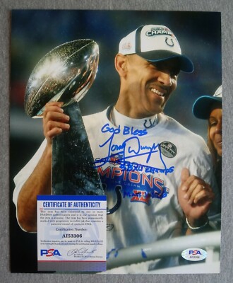 COLTS- TONY DUNGY AUTOGRAPH 8x10 SUPER BOWL XLI CHAMPS PHOTO PSA/DNA ...