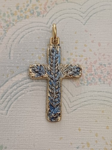 Vintage Pendant Gold Tone & Blue Enamel Cross 3cm x 2cm | eBay UK