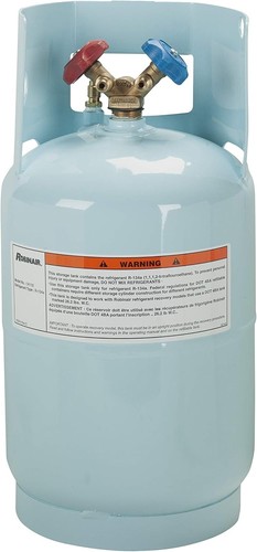 Compact 30 Pound Light Blue R-134a Refrigerant Recovery Tank with Dual ...