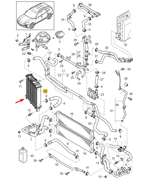 Porsche Cayenne 92a Right Coolant Radiator 95810621250 OEM for sale ...