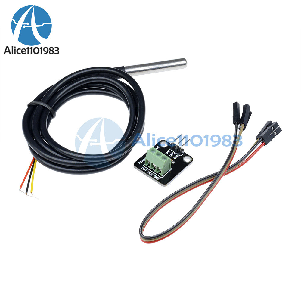 DS18B20 Temperature Sensor Probe WaterProof Plugable Terminal Adapter ...