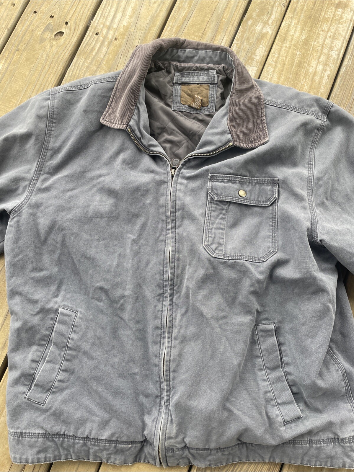 VTG Faded Glory Jacket Adult XL Gray Hunting Canvas Barn Chore Coat Men ...