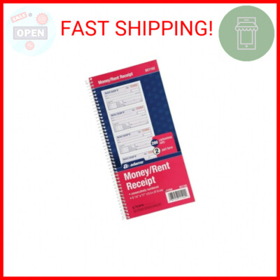 Adams Money and Rent Receipt Book, 2-Part Carbonless, 5-1/4" x 11 ...