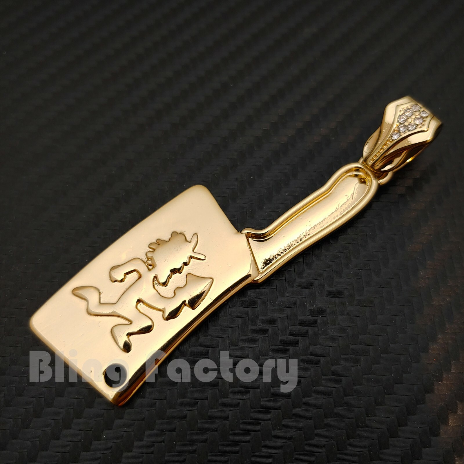 HIP HOP ICED GOLD PLATED HATCHET MAN KNIFE FASHION BLING CHARM PENDANT ...