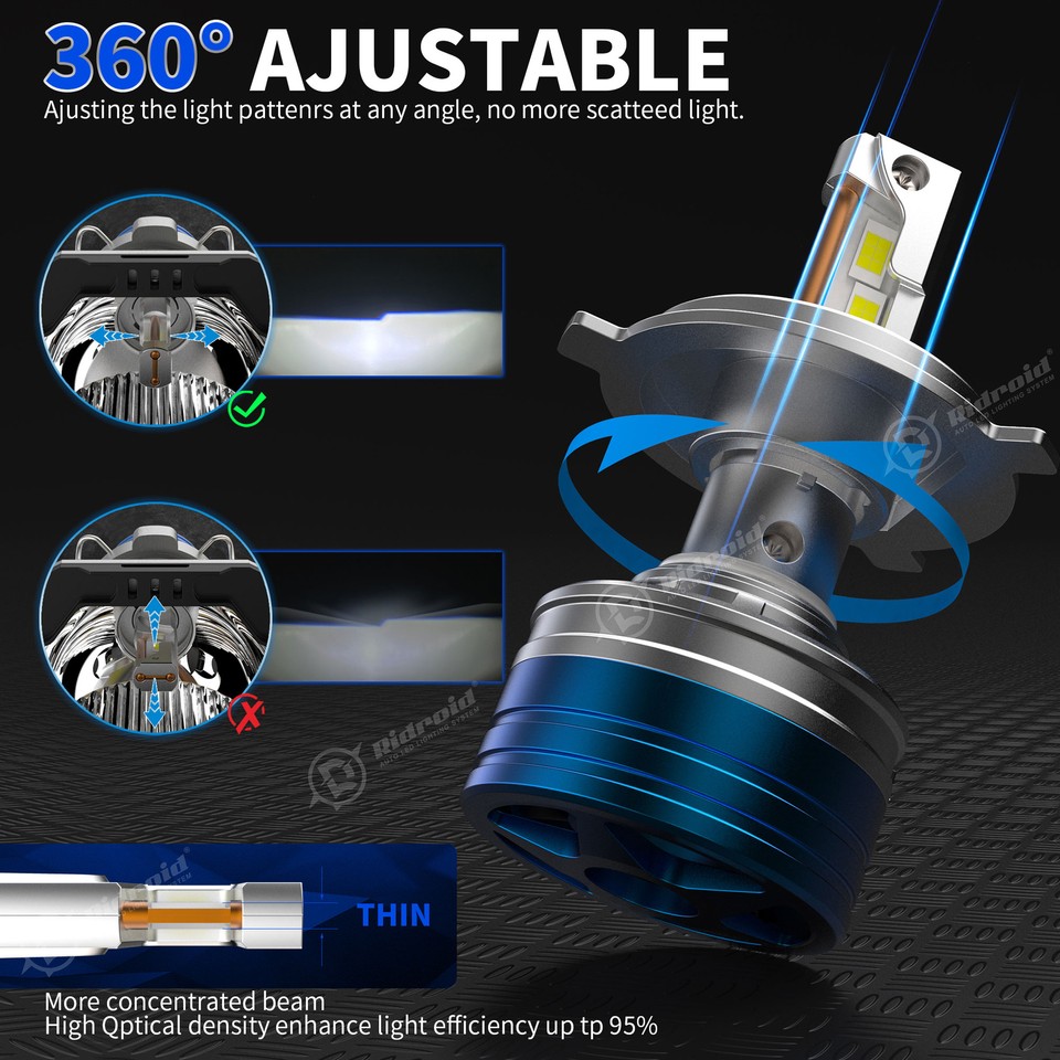 9003 H4 LED Headlight Bulbs Kit High-Low Beam Super Bright 160W 6500K ...