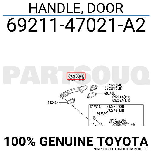 6921147021A2 Genuine Toyota HANDLE, DOOR 69211-47021-A2 | eBay