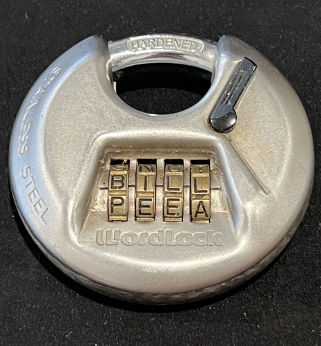Wordlock 2.75" 80mm Stainless Steel Disc Lock Word Combo 10k Choices ...