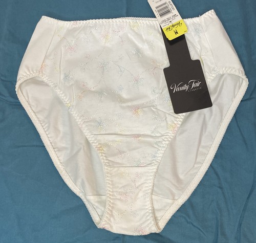 New w Tags Vtg Vanity Fair High Cut Cotton Panties Medium White Floral ...