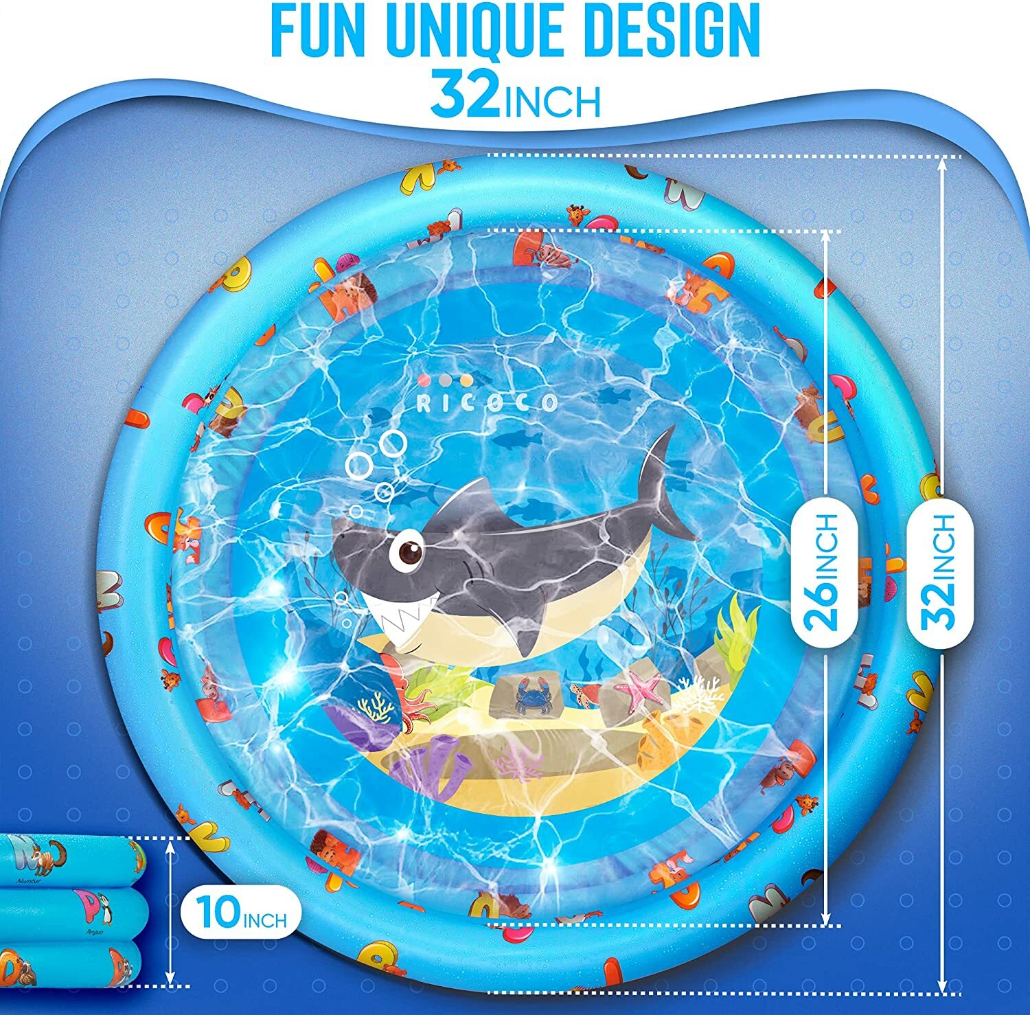 Kiddie Pool, 3-Ring Inflatable Kiddie Pools for Kids Baby Pool Small ...