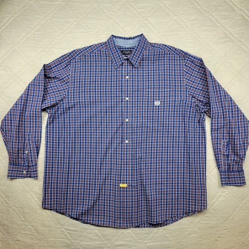 Chaps Easy Care blue plaid long sleeve dress shirt size 3XLT | eBay