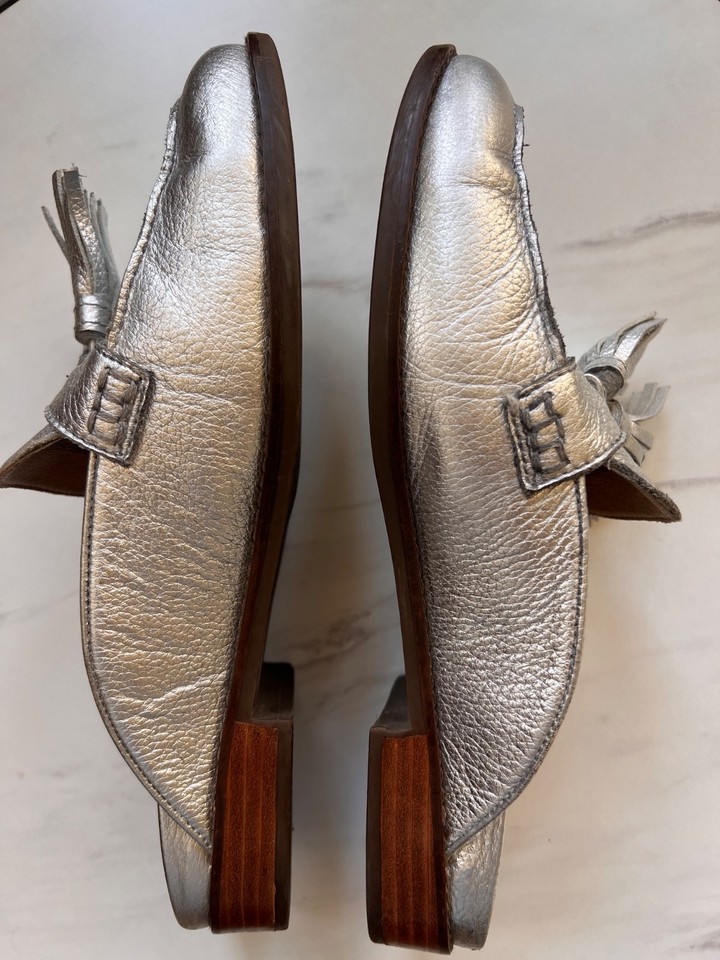 Vionic Reagan 8.5 Shoes Metallic Silver Leather Tassel Loafer Slip On ...