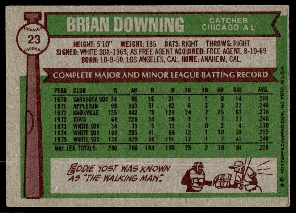 1976 Topps Brian Downing Chicago White Sox #23 | eBay UK