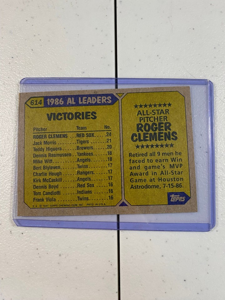 Roger Clemons Boston Topps 1986 AL Leaders card# 614 | eBay