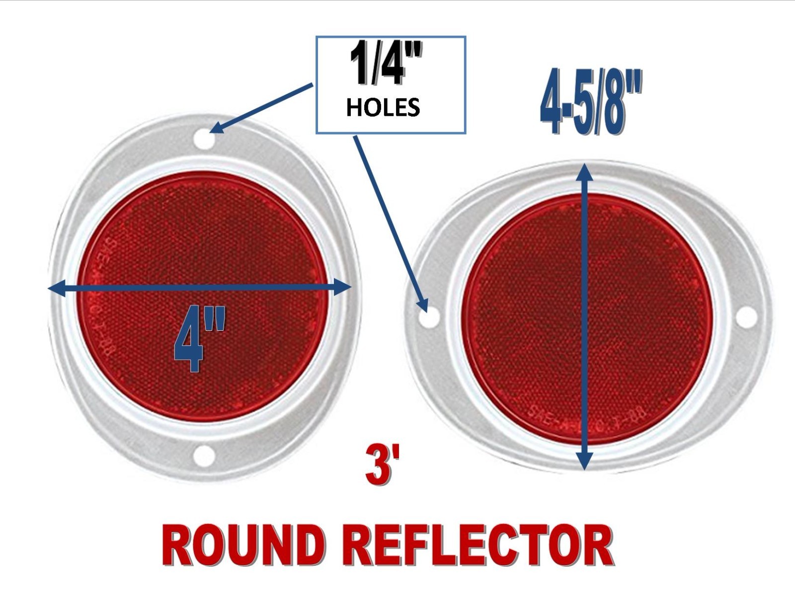 3" Round Red Reflectors with Aluminum Base (6 PCS) | eBay