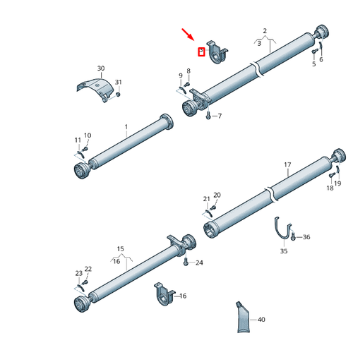 VW TRANSPORTER T6 Cardan Shaft Rear Intermediate Bearing 7E0598349F NEW ...