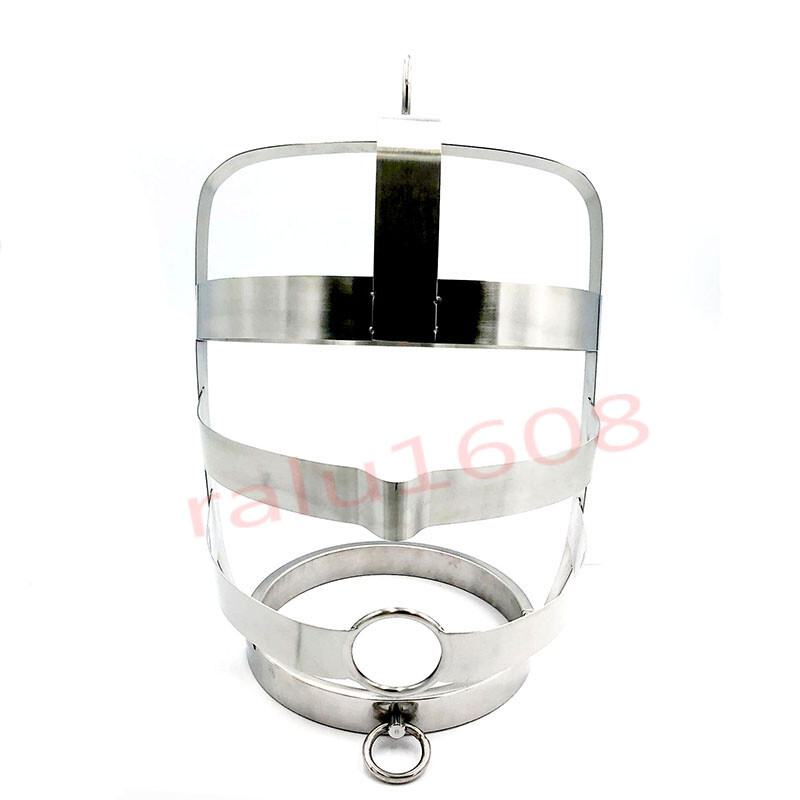 Unisex Stainless Lockable Head Cage Posture Oral Hood Collar Cuffs ...