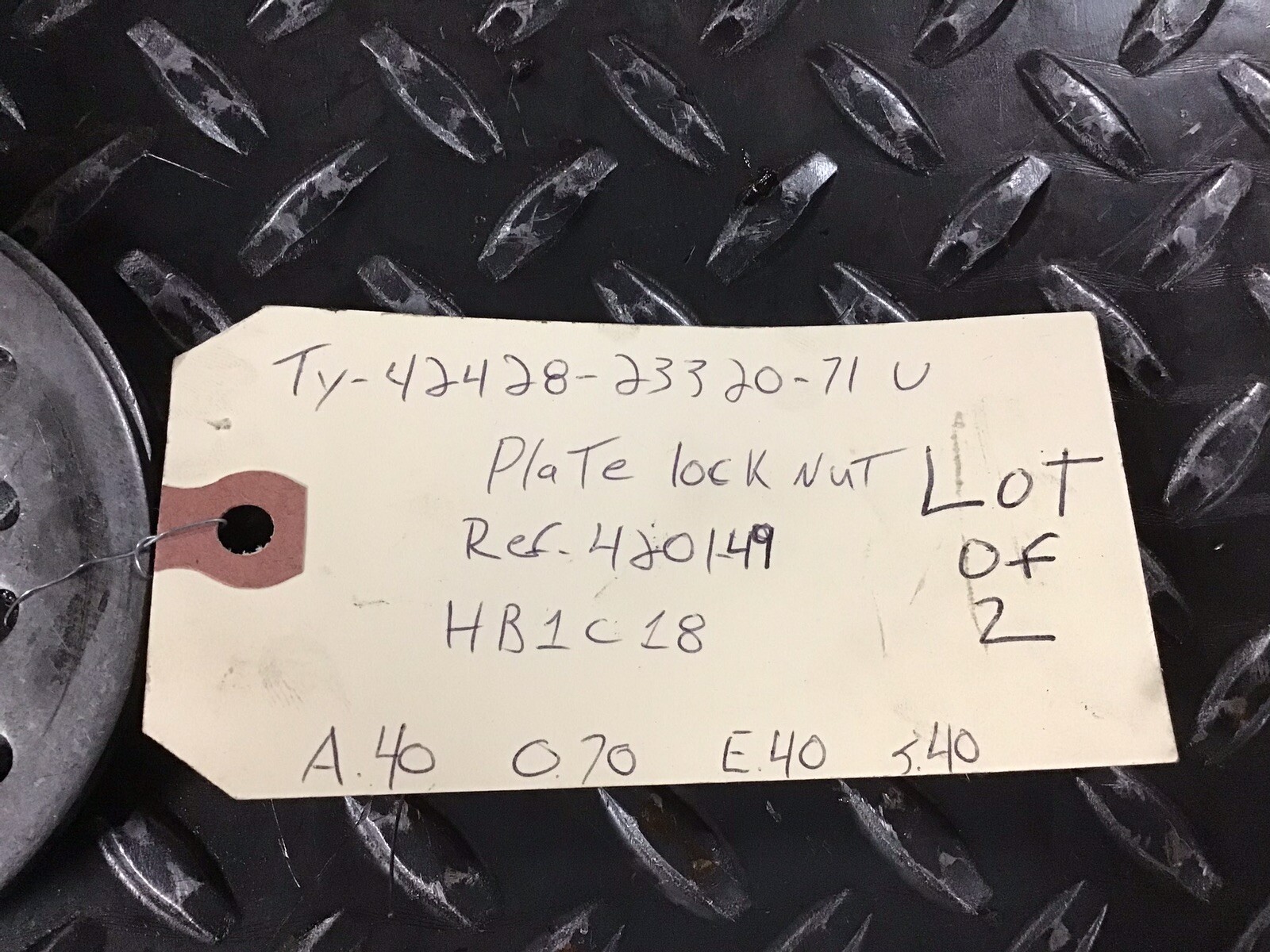 42428-23320-71 Plate Lock Nut (Lot Of 2) 424282332071 Toyota 7FGU15 Ref ...