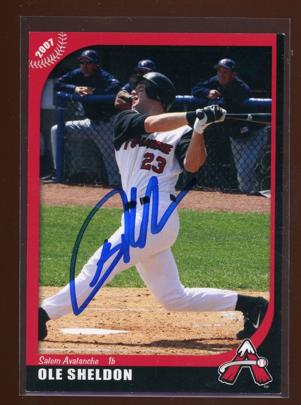 2007 Salem Avalanche OLE SHELDON Signed Card autograph AUTO ASTROS OK ...
