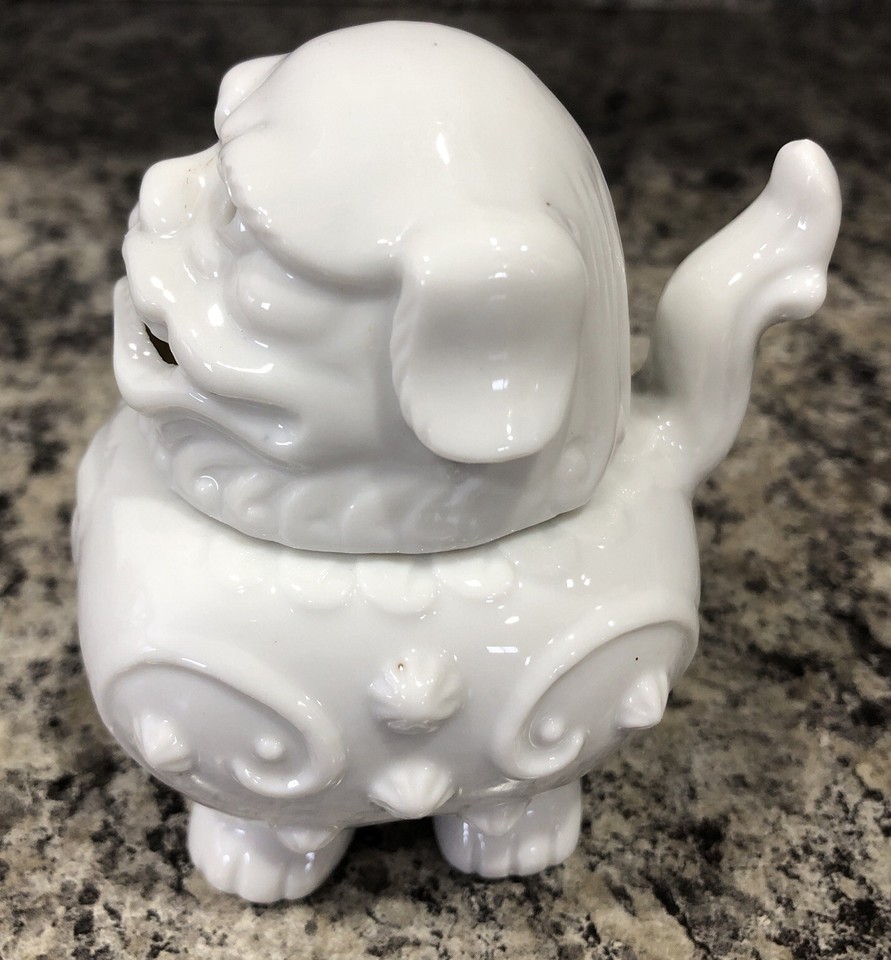 Our Own Imports Japan White Porcelain Foo Dog Incense Burner White ...