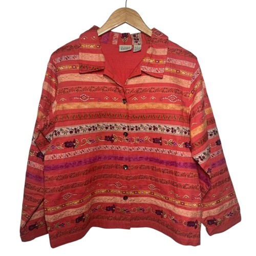 Vintage Classic Elements Jacket Women L Orange Tapestry Boho ...