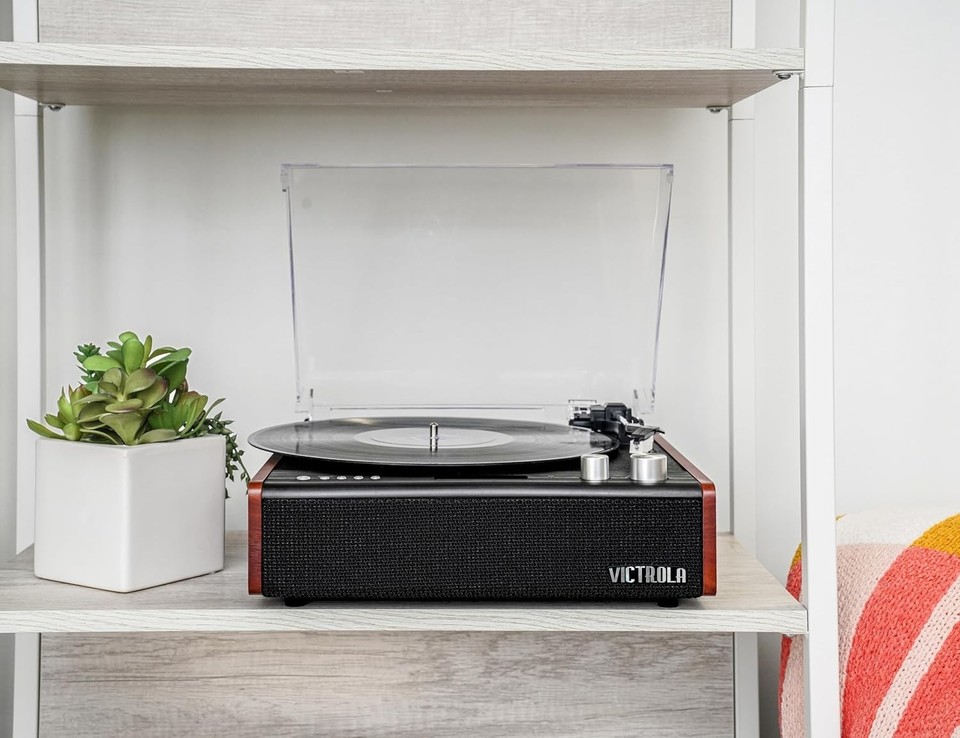 Victrola Brighton Dual Bluetooth Turntable Record Player - Mahogony ...