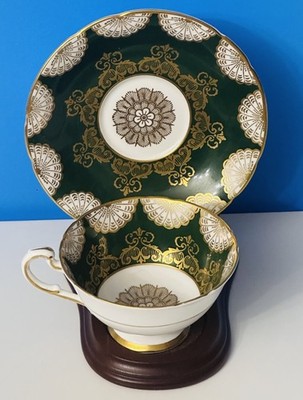Paragon Bone China Footed Teacup & Saucer Fans w/Gold Accents Dark ...